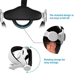 HUAYUWA Adjustable Head Strap with Head Cushion for Oculus Quest 2 VR Accessories, Replacement for Elite Strap Comfortable Protective Headband Enhanced Support and Reduce Head Pressure in VR, White 1