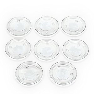 Hosley's Set of 8 Clear Glass Pillar Plates - 4 Inch Diameter. Ideal Gift for Weddings, Parties, Spa, Pillar Candle, Votive Candle Garden. Or as a Pedestal W1
