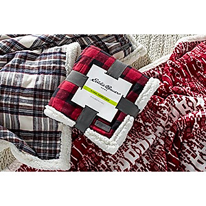 Eddie Bauer - Throw Blanket, Reversible Sherpa Fleece Bedding, Buffalo Plaid Home Decor for All Seasons (Red Check, Throw)