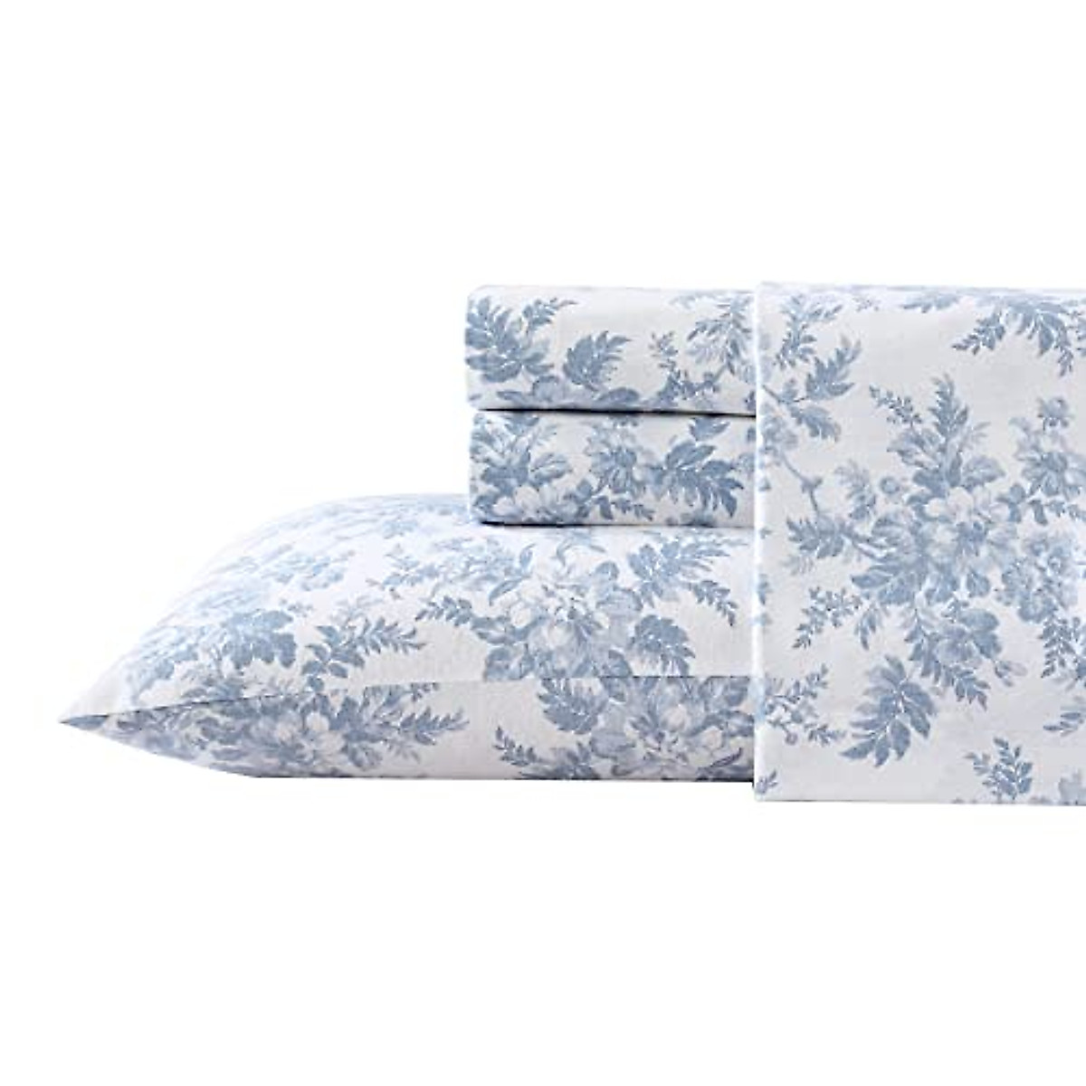 Laura Ashley Home - Twin Sheets, Cotton Flannel Bedding Set, Brushed for Extra Softness & Comfort (Vanessa, Twin)