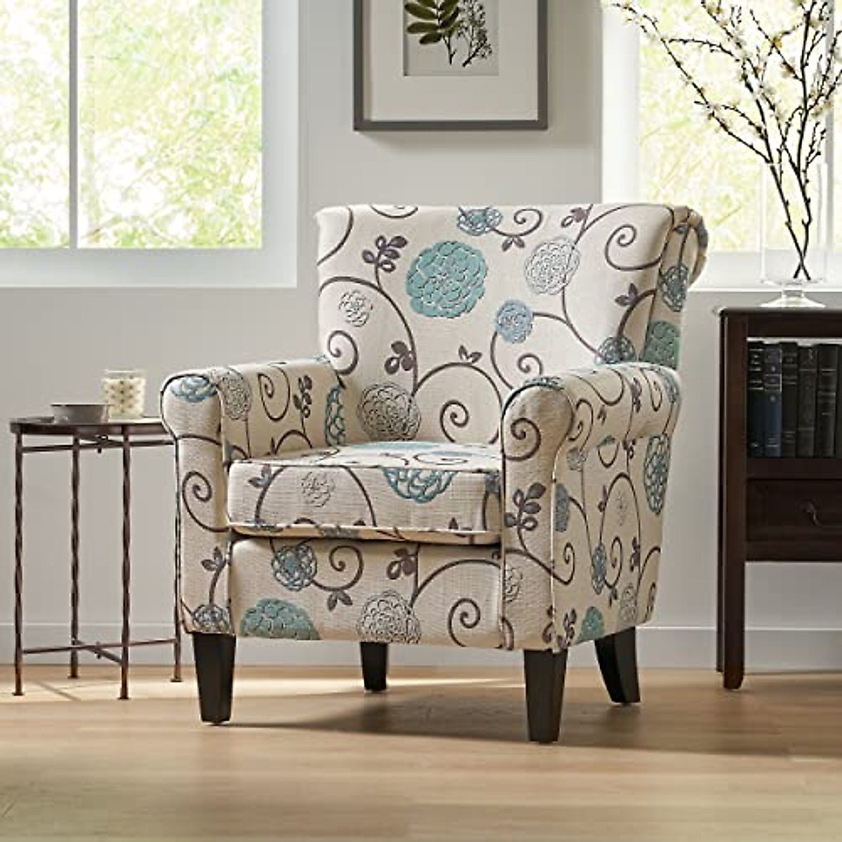 Christopher Knight Home Roseville Fabric Floral Club Chair, Blue Flowers
