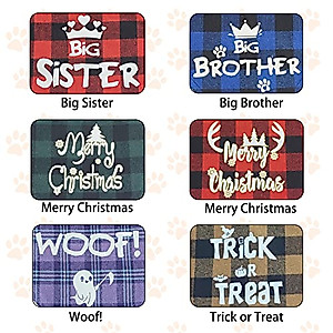 Plaid Dog Bandanas for Small Medium Large Dogs, 1PC Adjustable Dog Triangle Bibs Kerchief Cotton Scarf Pet Bandanas Supplies for Christmas Halloween Wedding Party