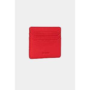 grande 3633 Genuine Leather Card Holder For Women and Men Super Slim Minimalist Small Snap Wallet (Red)