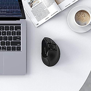 seenda Ergonomic Mouse, Wireless Vertical Mouse - Rechargeable Optical Mice for Multi-Purpose (Bluetooth 5.0 + Bluetooth 3.0 + USB Connection) Compatible Apple Mac and Windows Computers - Black