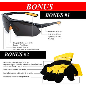 Knee Pads For Men Work Heavy Duty Pad Design For Construction Tiling Gardening Flooring install Extra Gel and Cushion Support Long Kneeling Anti-Slip Stretchable Thigh Straps Bonus:Safety Glasses & Gloves