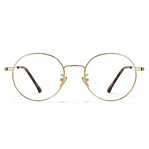 Cyxus Blue Light Glasses for Women Round Wire Frame UV Blocking Filter Computer Glasses Men Clear Lens Metal Eyewear Ultralight Relieve Digital Screen Eye Strain, Headache