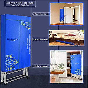 KOFOHON Portable Clothes Dryer 110v-240v Electric Foldable Household Folding-Dry Machine with Remote Control Adjustable Timer Low Noise for Home,Laundry,Apartment (Sea Blue-Flower)