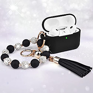 Filoto Airpod Pro 2 Case, Cute Airpods Pro 2 Cover for Women Girls, Silicone Protective Airpods Pro 2 Case with Bling Bracelet Keychain (Bling Black)