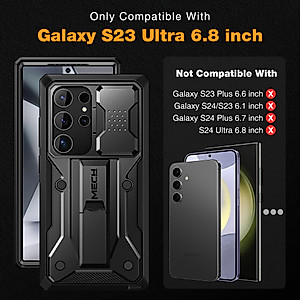 Tongate for Samsung Galaxy S23 Ultra Case, [Bulit-in Slide Camera Cover & Screen Protector] [2 Front Frame] Military Grade Shockproof S23 Ultra Phone Case with Kickstand & Belt-Clip 6.8", Black