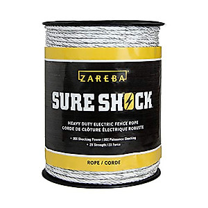 Zareba HDR656WA-Z 656 feet of 8mm Electric Fencing Heavy-Duty Sure Shock Polyrope, White