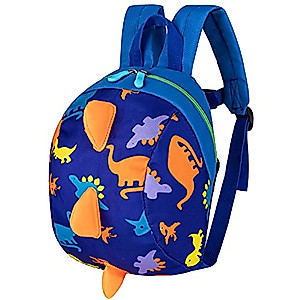 YUPING Toddler kids Dinosaur Backpack Book Bags with Safety Leash for Boys Girls (Style:6 Dark blue)