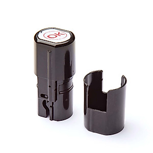 Round Self Inking Rubber Stamps, Copy, Entered, Late, Posted, OK Phrase in Circle Stamper with Vibrant Red Ink (OK)