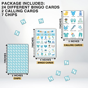 Baby Shower Bingo Games, Baby Bingo for Baby Shower, Baby Boy Bingo Game, Gender Reveal Games, Baby Shower Decorations Favors, 24 Players Bingo Games for Baby Shower, Gender Reveal Party (A01)