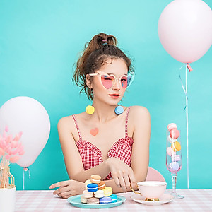 Geopty 10 Pack Pink Sunglasses for Women Bulk, Trendy Retro Mix Style Rectangle Cateye Crystal Heart Sunglasses Bachelorette Party Glasses Costume Accsessory