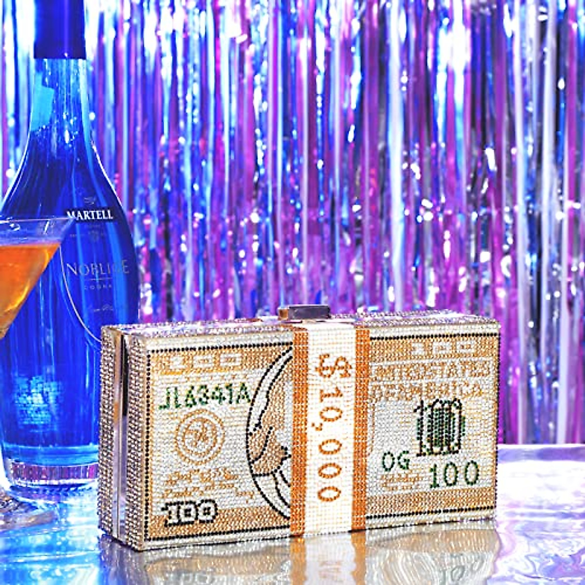 GripIt Crystal Money Bag Purse for Women Handbags Diamond Evening Purses and Clutches Wedding Glitter Money Clutch,Gold