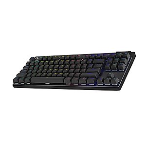 Logitech G PRO X TKL LIGHTSPEED Wireless Gaming Keyboard, Ultra-Portable Tenkeyless Design, LIGHTSYNC RGB, PBT keycaps, Linear Switches (GX Red) - Black
