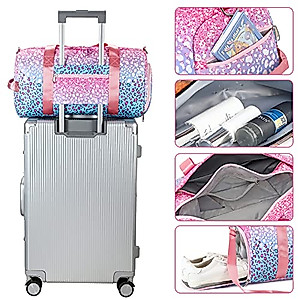 BLUBOON Duffle Bag Girls Kids Dance Bag Cute Gym Bag with Shoes Compartment & Wet Separation Waterproof Sports Overnight Travel Bag