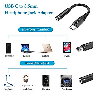 APETOO USB C to 3.5mm Adapter for Samsung S23 Ultra S22 S21 S20 FE A53 Flip4,USB-C to 3.5mm Headphone Jack Audio Dongle Adapter Hi-Res DAC for Galaxy Note 20 10+ Tab S7 Pixel 6a 6 7 5 4XL OnePlus 10 9