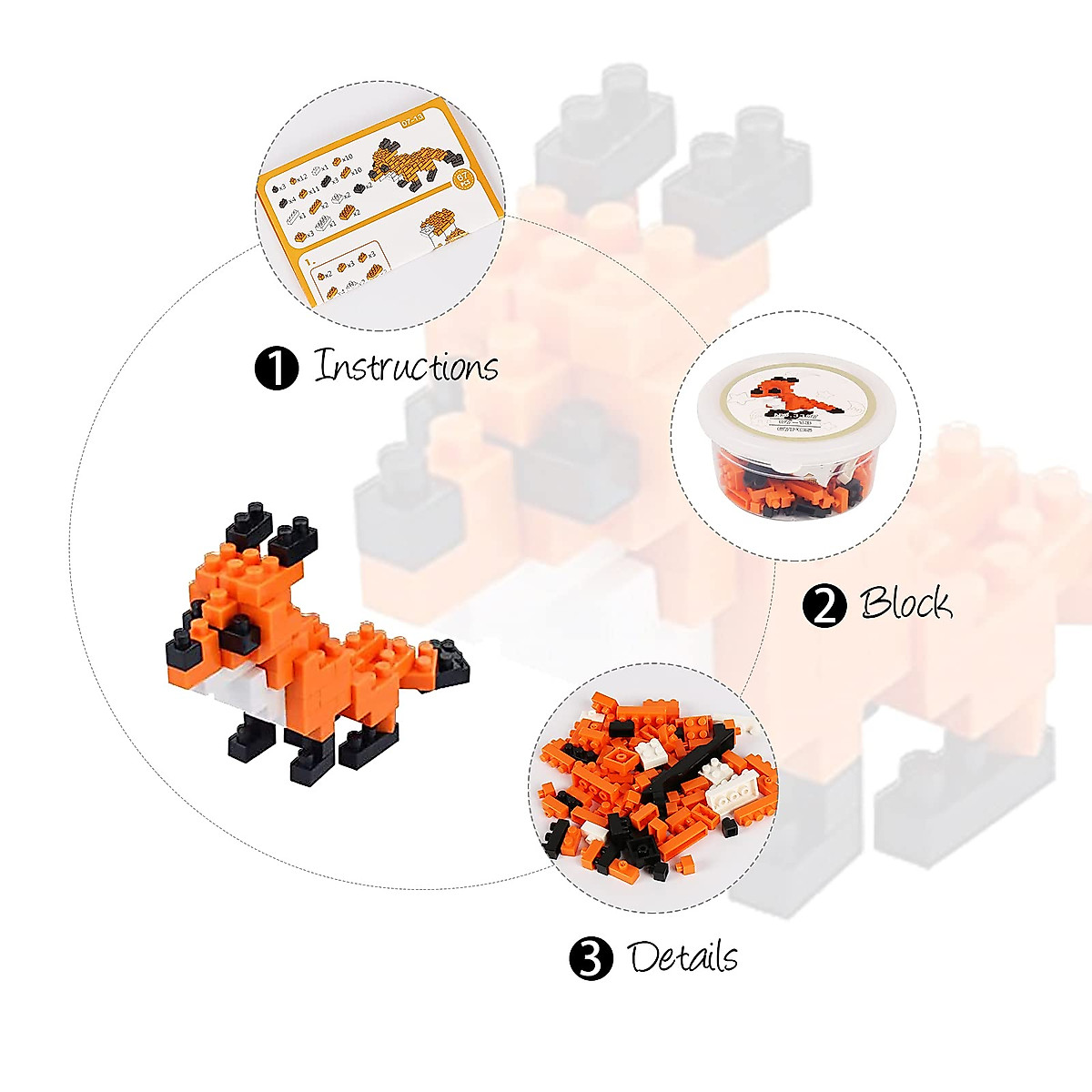 Jellydog Toy Mini Animals Building Blocks, 12PCS Party Favors Blocks Set for Kids, Prizes Birthday Gifts Goodie Bag,Cake Topper,Gift Box