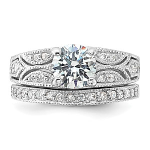 IceCarats 925 Sterling Silver Cubic Zirconia CZ Wedding Band Engagement Ring Bridal Jewelry Set Size 8