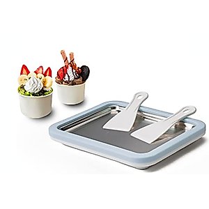 JoyMech Ice Cream Roll Maker Rolled Ice Cream Machine, Sweet Spot Pan, Instant Cold Plate, Ideal for Making Rolled Ice Cream Soft Serve Slushies Frozen Yogurt Sorbet and Gelato (Sky Blue)