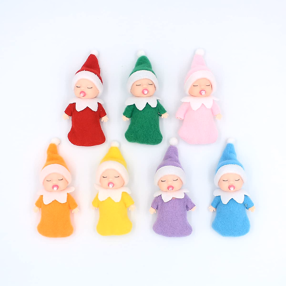 WULEEUPER Sleeping Elf Doll with Pacifier | Christmas Miniature Elf Doll Toys | New Year Holiday Decoration Party Gift (Pink)