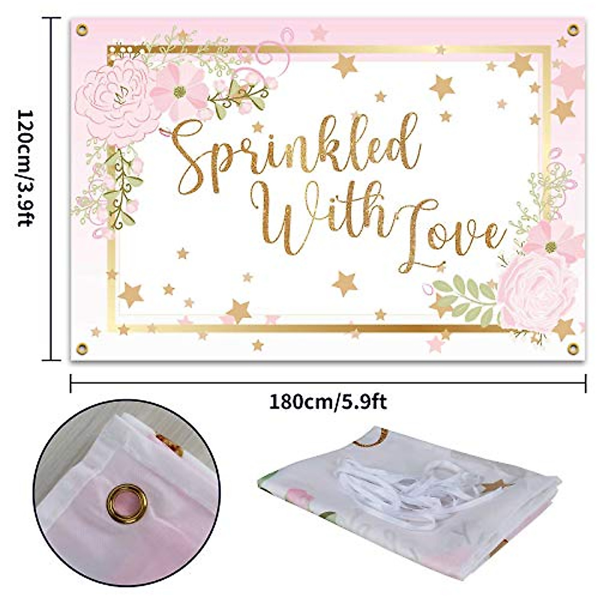 PAKBOOM Sprinkled with Love Backdrop Banner - Baby Shower Party Decorations for Boy Girl - 6x4ft