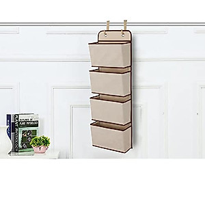TIYONO Over The Door Hanging Organizer Storage with 4 Large Pockets, Wall Mount with 2 Widened Metal Hooks for Pantry,Nursery,Diapers,Bathroom,Kitchen,Closet,Dorm (Blue)