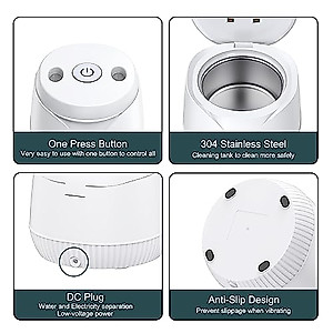 Ultrasonic U-V Cleaner for Dentures, Retainer, Mouth Guard, Aligner, Whitening Trays, Toothbrush Head, 45kHz Ultrasonic Jewelry Cleaner, 200ML Ultrasonic Retainer Cleaner Machine at-Home or Travel Use