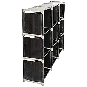 Realremhai Storage Shelf Black Assembled 3 Tiers 9 Compartments