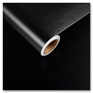 CRE8TIVE Brushed Black Stainless Steel Contact Paper for Appliances 24"x118" Black Peel and Stick Wallpaper Metallic Heat Resistant Waterproof Self Adhesive Vinyl for Kitchen Dishwasher Fridge Cabinet