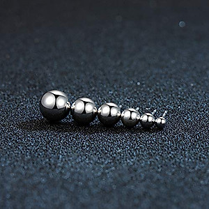 18K White Gold Plated Sterling Silver Ball Stud Earrings 3mm-8mm Options, Simple Polished Ball Studs Hypoallergenic Jewelry (5mm)