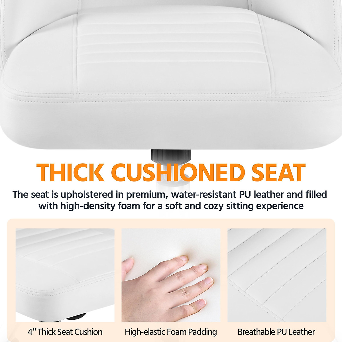 Yaheetech PU Leather Armless Office Chair, Mid Back Desk Chair, Computer Task Chair, Modern Vanity Chair with Rolling Wheels, Metal Base White