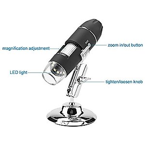 Digital Microscope, Walfront Handheld Digital Electronic Microscope 1000X Magnifier 8 LED Adjustable Observation Stand Analog AV Output for TV(US Plug, 110V)