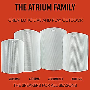Polk Audio Atrium 5 Outdoor Speakers with Powerful Bass (Pair, White), All-Weather Durability, Broad Sound Coverage, Speed-Lock Mounting System