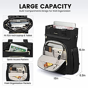 LOVEVOOK Laptop Backpack Purse for Women, Wide Top Open Teacher Nurse Tote Bag, 15.6 Inch Work Laptop Bag with USB Port,Business Travel Computer Backpack College school bookbag…