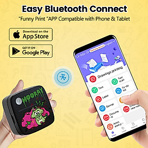 DOLEWA Mini Printer with 13 Rolls Sticker Paper, Sticker Printer, Portable Thermal Inkless Sticker Maker, Wireless Thermarote Label Printers for Photos, Study Notes, DIY, Journal, Memo (Black)