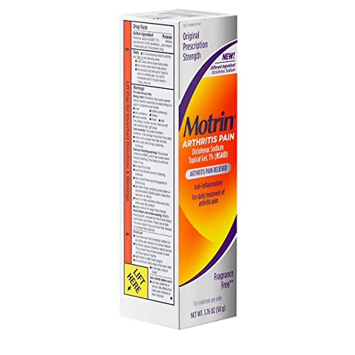 Motrin Arthritis Pain Relief Diclofenac Sodium Topical Gel 1%, Anti-Inflammatory Cream for Arthritis Pain in Hands, Wrists, Elbows, Knees, Feet & Ankles, NSAID Pain Relief Gel, 1.76 Oz