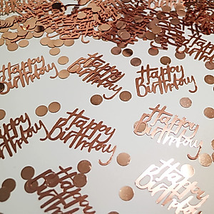EMAAN Happy Birthday Foil Confetti Rose Gold Birthday Confetti Sequins, Table Sprinkle Dessert Table Decorations Light Up Your Birthday Party (Rose Gold)