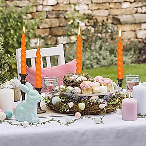 Gedengni Candlestick Short Taper Candle - 7 inches Cute Candle Sticks Orange Tapered Candles Pumpkin Twisted Candlestick for Holiday Wedding Women Gifts(2D-Orange)