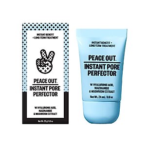 Peace Out Skincare Instant Pore Perfector, Skin Primer to Blur Pores, Reduce Redness and Extend Makeup Wear, Instant Filter Finish, Hyaluronic Acid and Niacinamide, Silicone-Free, 0.8 Oz