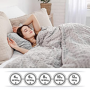 Senso-Rex Original Weighted Blanket with 4 Seasons Cover in Grey - Heavy Blanket for Adults / Teenagers for Better Sleep Size 155 x 220 cm 6 kg