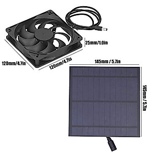 01 Greenhouse Ventilator, Solar Panel Cooling Fan Portable 6V 5W Ventilation Equipment for Chicken Houses for Tree Houses for Pet Houses for Kennels