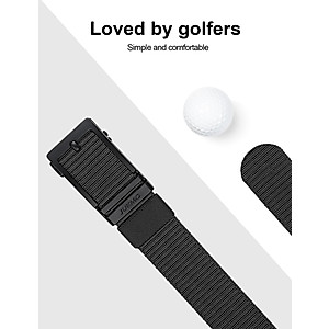 JUKMO Ratchet Belt for Men, Nylon Web Tactical Belt with Automatic Slide Buckle (Black, Medium)