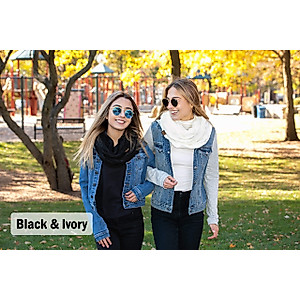 Funky Junque Womens Infinity Scarf Cable Knit Wrap - Solid LINED - Black