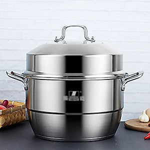 ZLXDP Steamer Stainless Steel Sauna Pot Seafood Steam Pot Household Thickened Soup Pot Gas Stove Induction Cooker Hot Pot