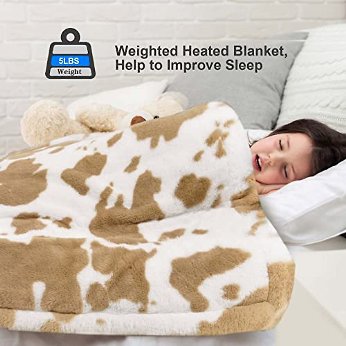 THSOBNHE Weighted Heated Blanket, 36 * 48 Small Weighted Heating Blanket (5 lbs) with 12 Heat Levels & 1-24H Auto Off, Small Size Heavy Sherpa Throw Blanket for Adult and Children