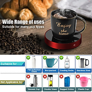 Suewow Coffee Mug Warmer and Smart Cup Warmer,Mug Warmer for Desk,Electric Beverage Warmer with 3 Temperature Settings with Auto On/Off, Auto Power-Off Protection (Red)