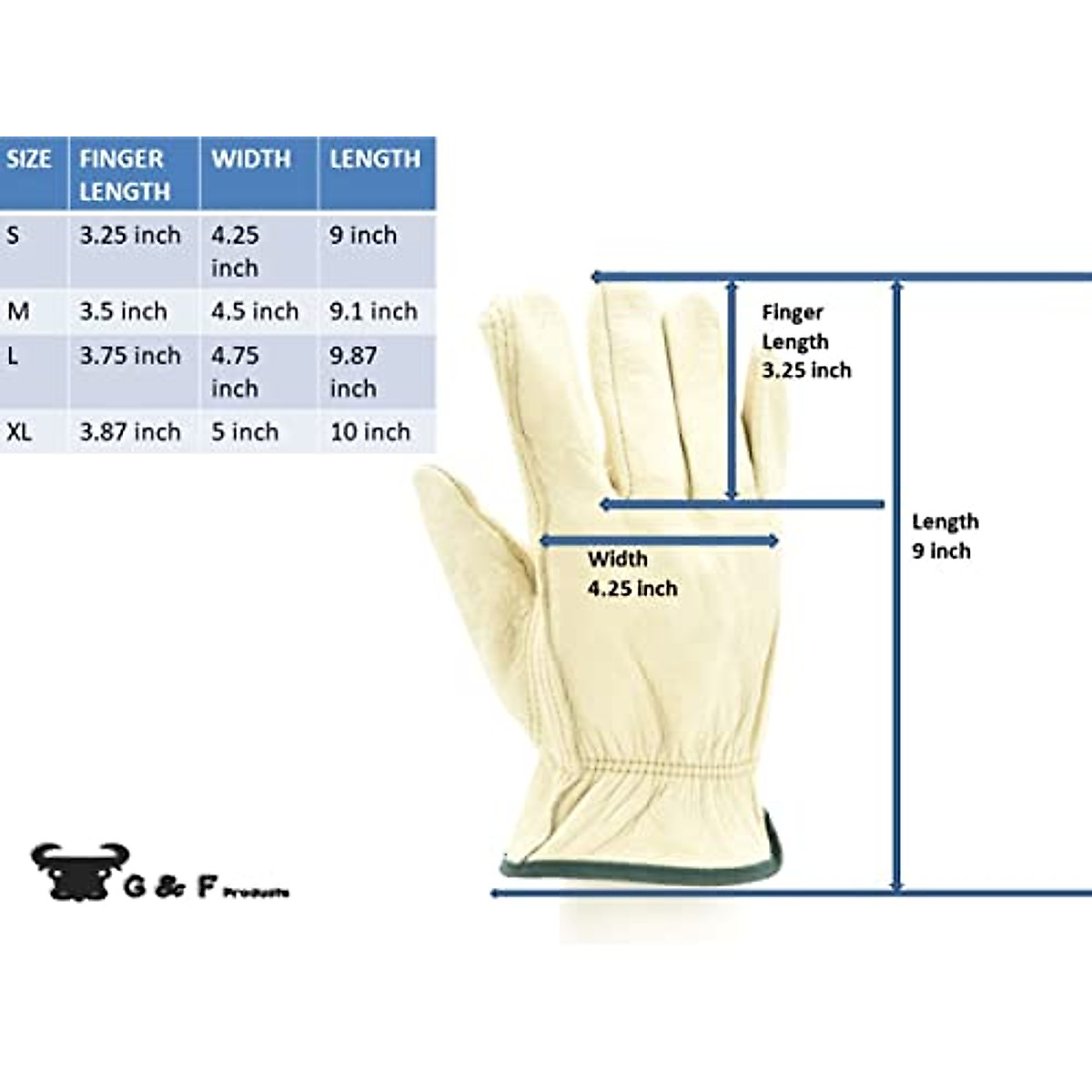 G & F Products unisex adult Unlined work gloves, Yellow, Large Pack of 3 US