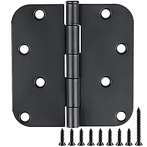 18 Pack Black Door Hinges 4 Inch x4" Rounded Heavy Duty Exterior Door Hinges Black Matte Black Hinges for Interior Doors,Front/Entry/Hinged/Steel/Barn-Style/Inside/Outside Door Hardware Hinge 8 Holes